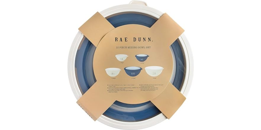 RaeDunn Mixing Bowls with Lids - 10Pc