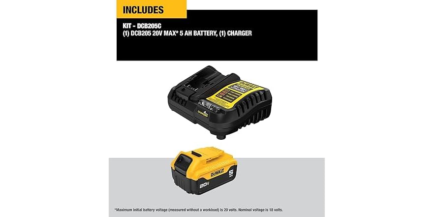 DEWALT DCB205C 20V MAX 5Ah Battery & Charger Kit