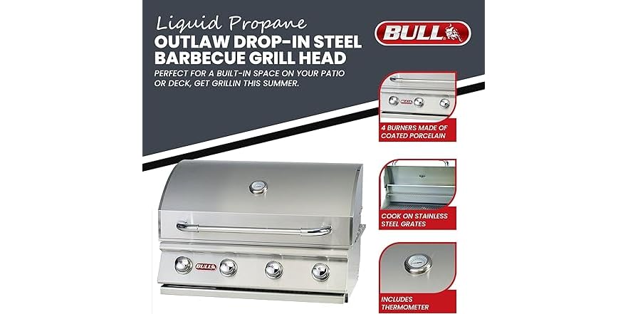 Bull Outlaw 30-Inch Built-In Grill (BG-26038), Propane (Open Box)