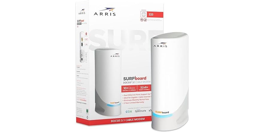 ARRIS Surfboard S33-RB DOCSIS 3.1 Multi-Gigabit Cable Modem (Open Box)