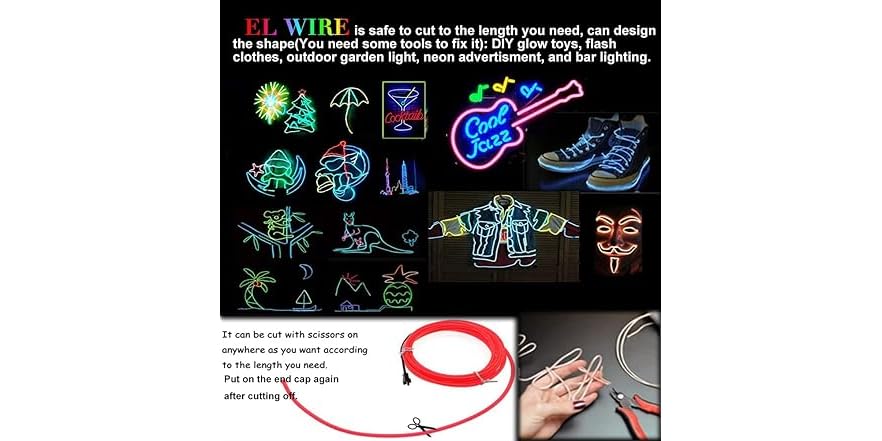 5 Pack Neon Light Wire