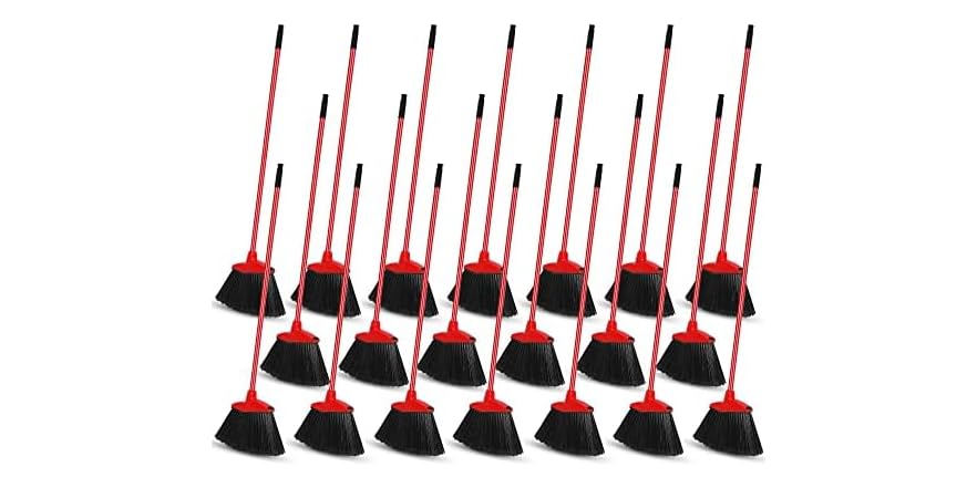 20 Pack Angle Commercial Brooms, Red