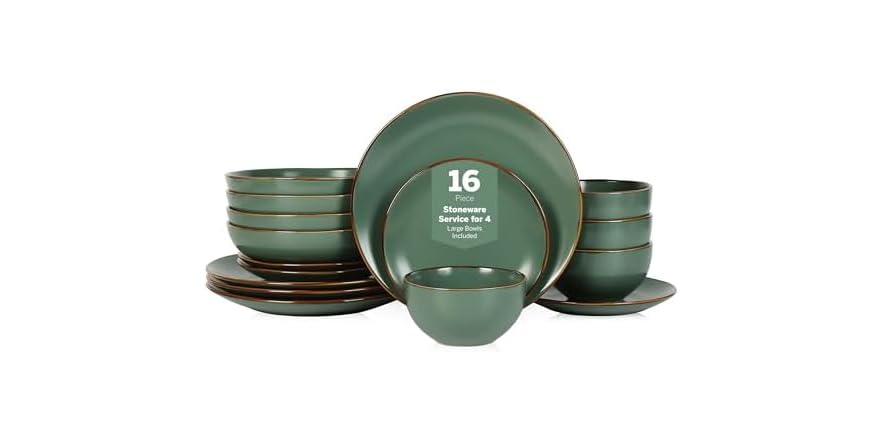 Stone Lain Brasa Stoneware 16 PC Dinnerware Set Green