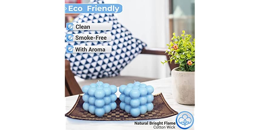 Bubble Candle Cube 2 Pc, Blue