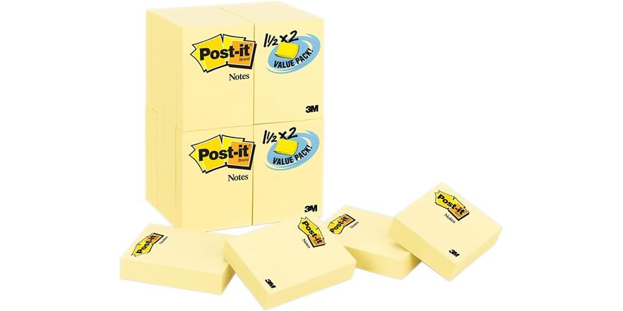 Post-it Notes, 1.5 in x 2 in, 24 Pads, 100 Sheets/Pad