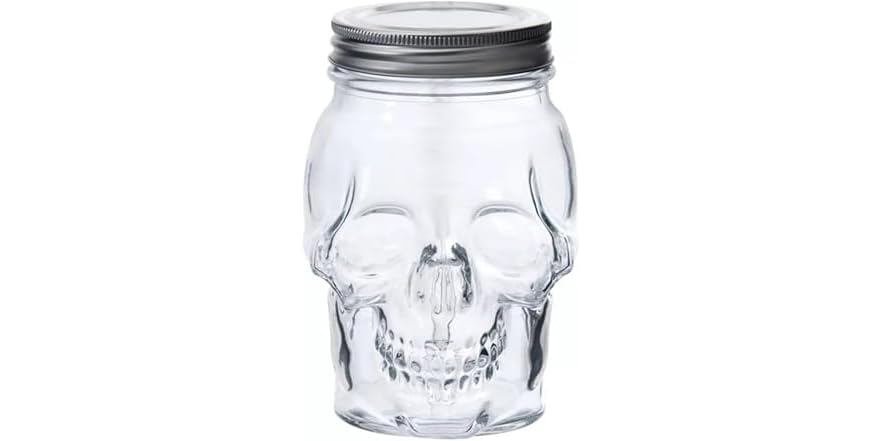 Skull Mason Jar Glass Container Set (42oz)