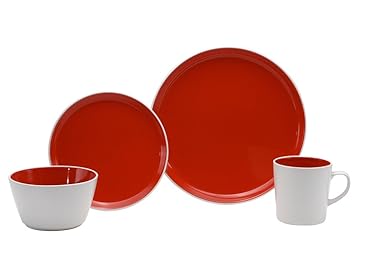 16 pc Red Color Burst Dinner Set