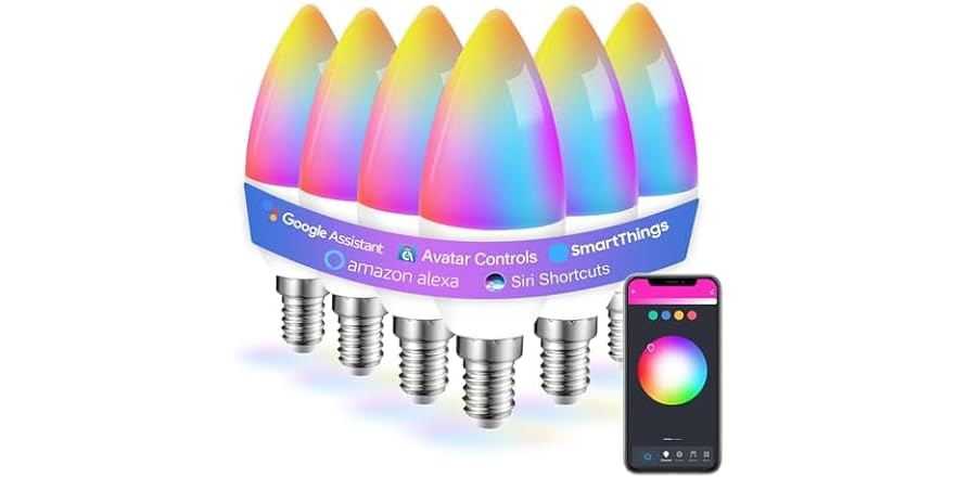 Avatar Controls 6 Pack E12 Smart Bulbs, Candelabra