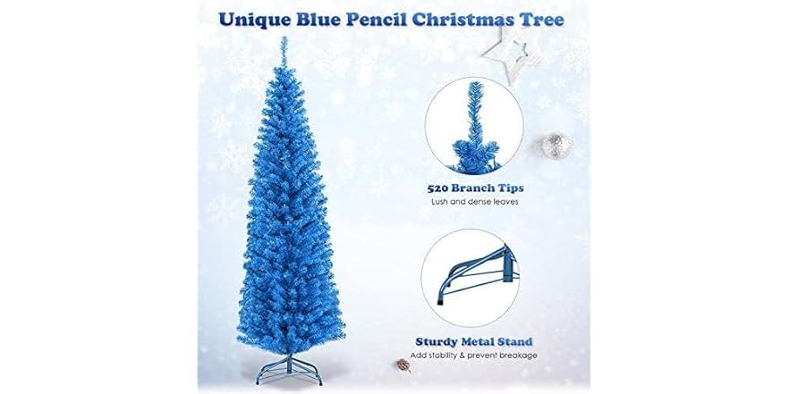 CHEFJOY 6FT Blue Pencil Christmas Tree