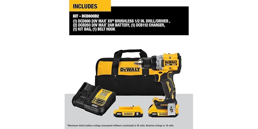 DEWALT DCD800D2 20V MAX XR Drill/Driver Kit (Open Box)