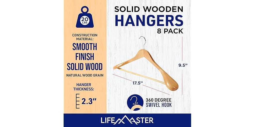 Lifemaster Solid Wooden Hanger Set