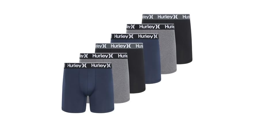 Hurley Men's 6 Pack Solid Boxer Brief