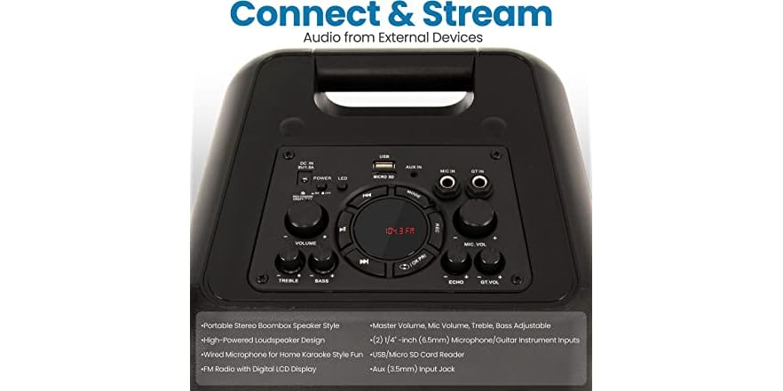 Pyle 600W Portable Bluetooth PA Speaker System