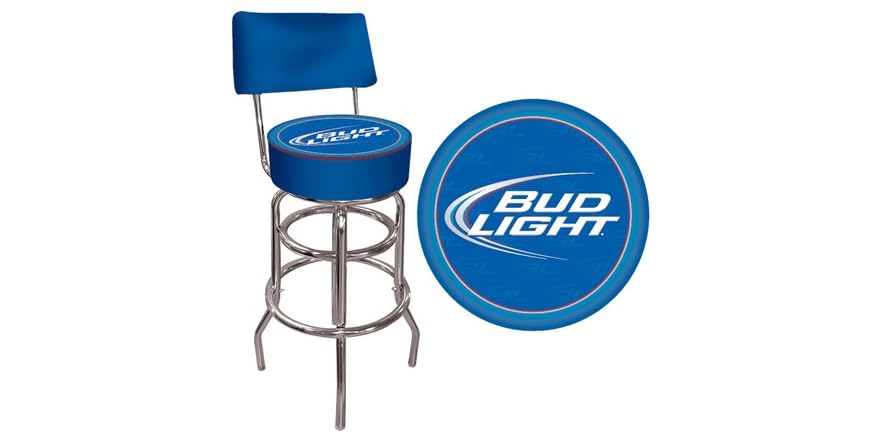 Bud Light Blue Padded Bar Stool w/ Back