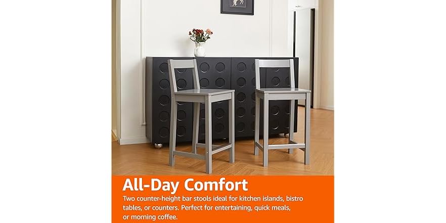 Amazon Basics Wooden Bar Stool with Back