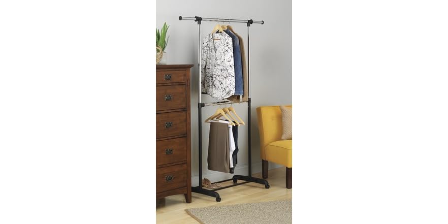 Whitmor Adjustable 2-Rod Garment Rack