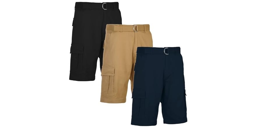 Mens 3PK Cotton Stretch Cargo Shorts