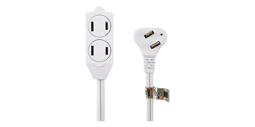 2 Prong Flat Angle Plug Ext Cord - 3PK