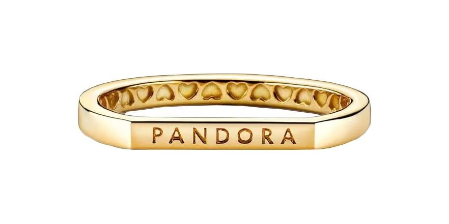 PANDORA Logo Bar 18k Gold Plated PANDORA S