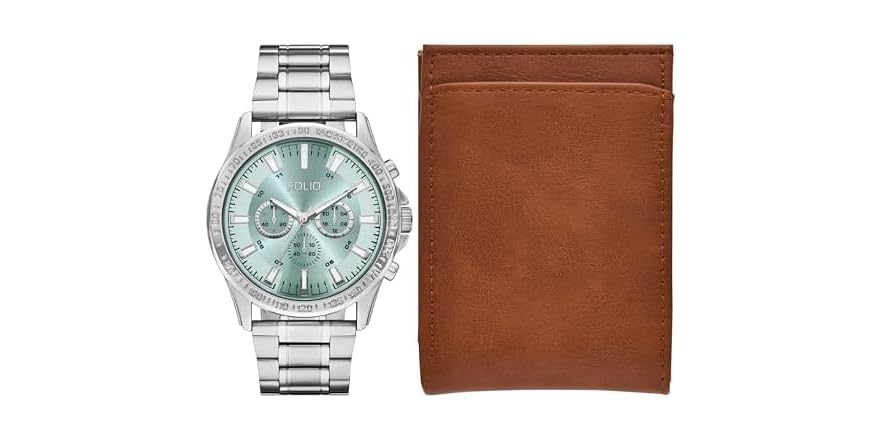 Folio Men's Three-Hand Silver-Tone Watch