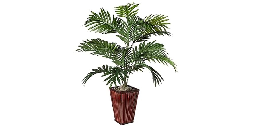 Areca Palm with Bamboo Vase Silk Plant