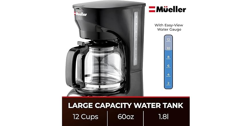Mueller 888 B08TYTBX8X Mueller 12-Cup Drip Coffee Mak (Open Box)