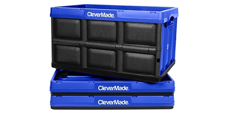 CleverMade 62L Collapsible Storage Bins 3 Pk Blue