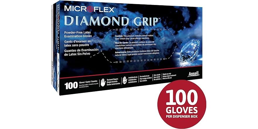 Microflex Diamond Disposable Gloves, Small, White