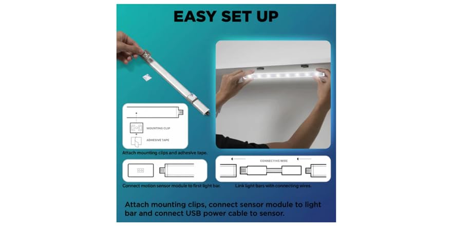 3 Pack 10" Under Cabinet Light with 5 Ft USB Cord