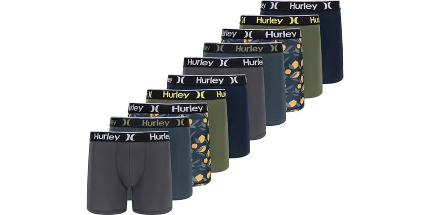 Hurley Mens 10 Pack Printed Boxer Briefs