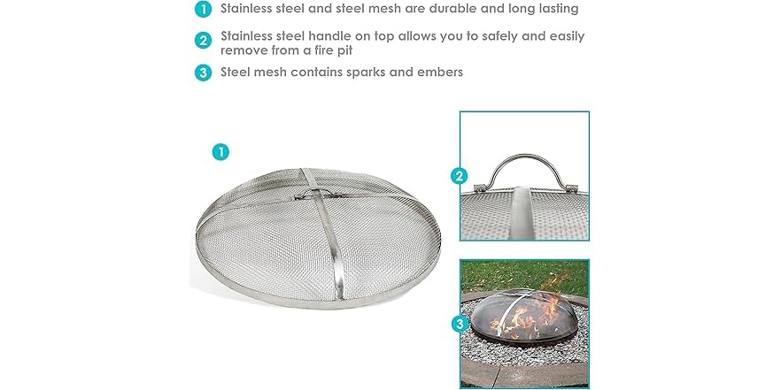 Sunnydaze Stainless Steel Spark Screen