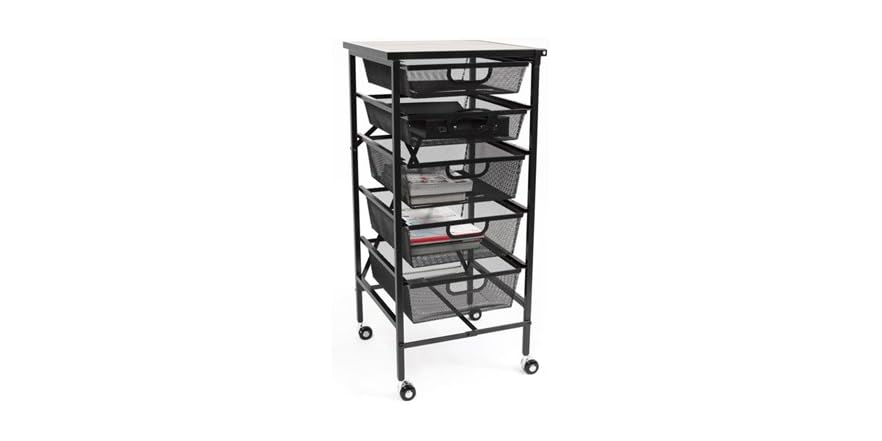 Origami 5-Drawer Storage Cart Black