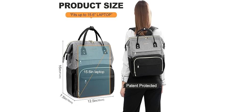 LOVEVOOK Laptop Backpack 15.6Laptop, Grey Black (Open Box)