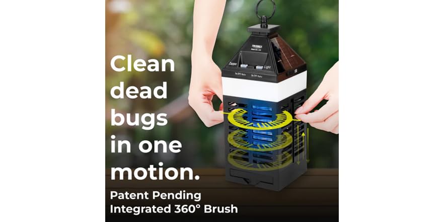 Solar Bug Zapper Lantern with 360º Brush