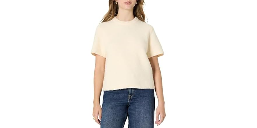 Women's Faux Mohair Short Sleeve Sweater