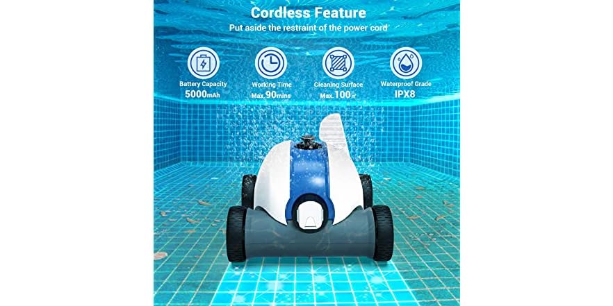 PAXCESS B088JWRWGM Cordless Automatic Pool Cleaner B/W (Open Box)