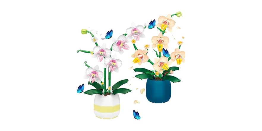 2 Pack Orchid Flower Building Blocks