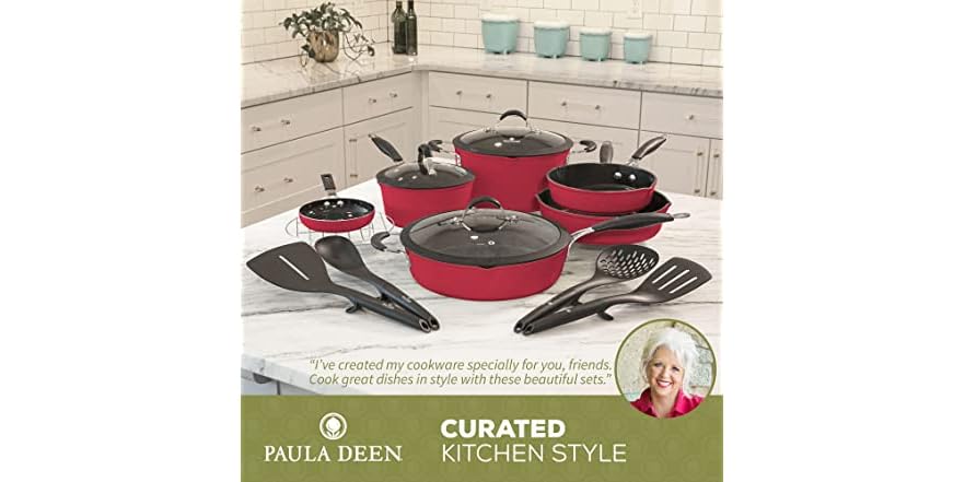 Paula Deen 14 Piece Cookware Set Red