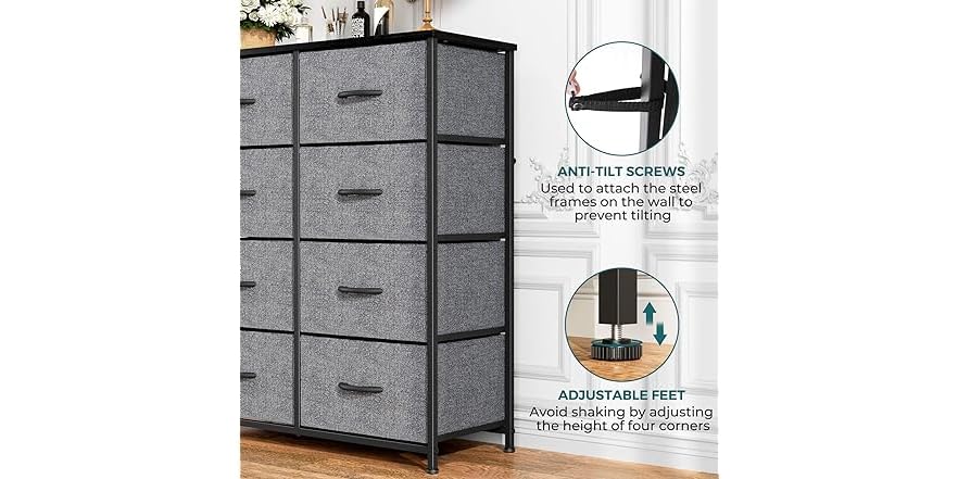 SMUG Dresser with 8 Drawers, Porch Grey