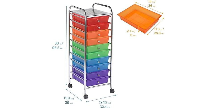 ECR4Kids 10-Drawer Mobile Organizer