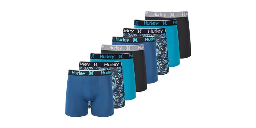 Hurley Men's 8 Pack Printed Boxer Briefs