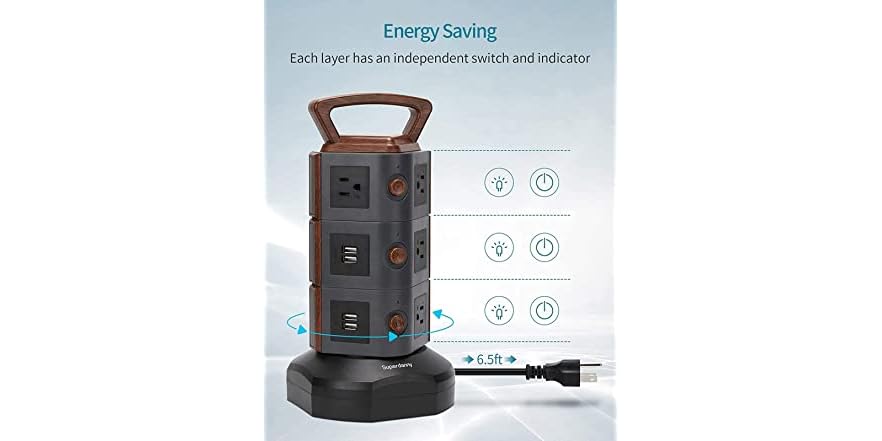 SUPERDANNY Surge Protector Power Strip Tower