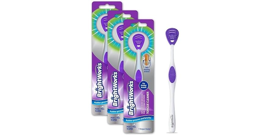 (3 Pack) Tongue Cleaner with Gentle Cheek Scraper.