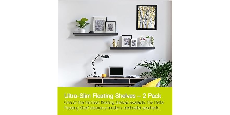 Delta Cycle 2-Pack Floating Shelves 36" x 8" x 1", Black
