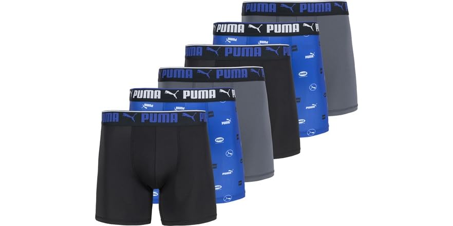 PUMA Mens 6 Pk Sport Boxer Briefs