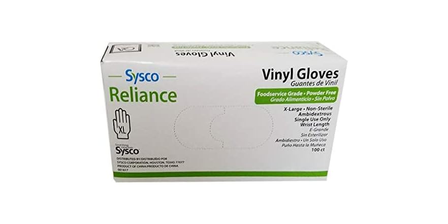 Sysco Reliance Vinyl Gloves XL 100ct