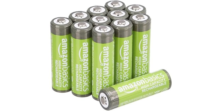 (12 Pack) AmazonBasics Rechargeable AA NiMH Batteries