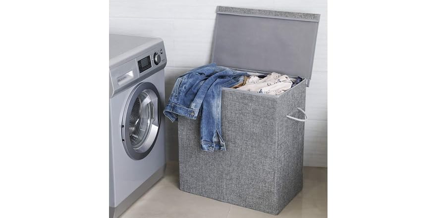 SONGMICS Divided Clothes Hamper with Magnetic Lid