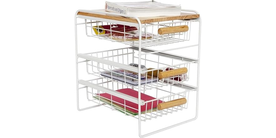 Origami 3 Tier Shelf w/ Drawers, White