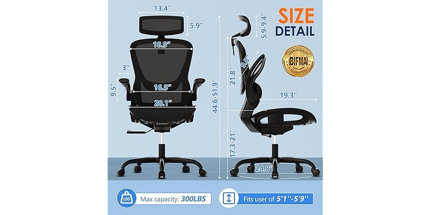 GABRYLLY Office Desk Chair w-Flip Up Arms